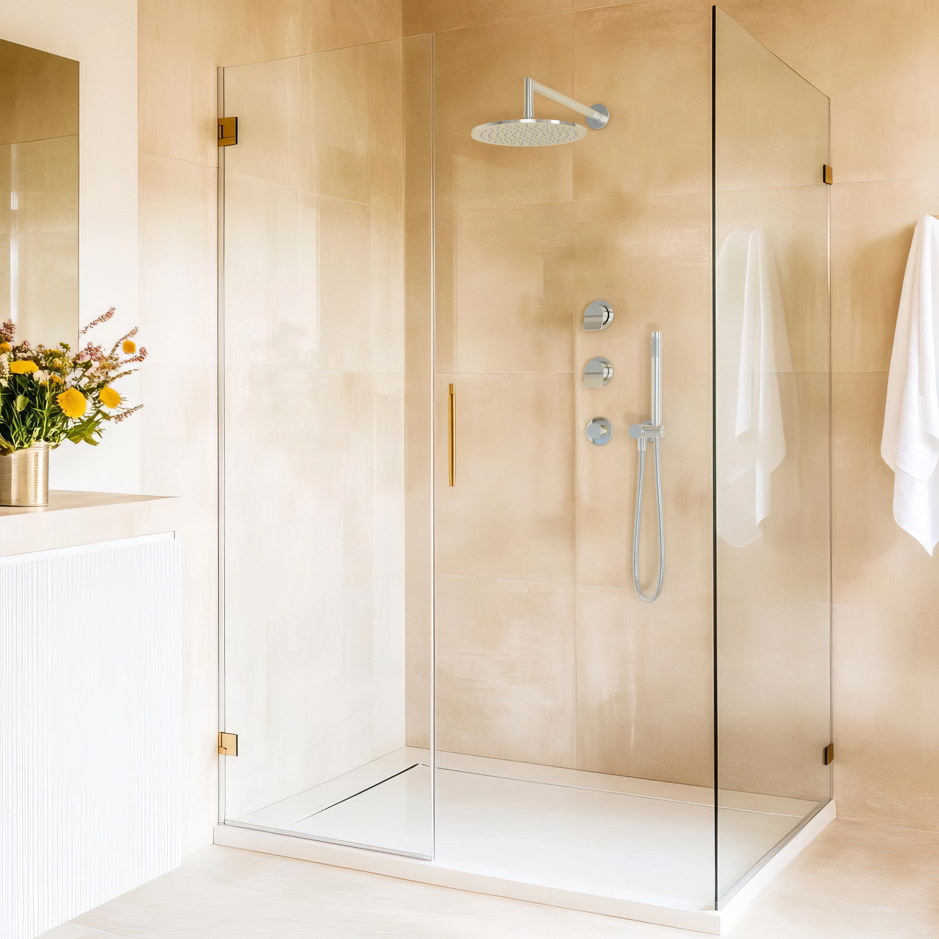 1-spray anti-limestone hand shower on wall-mounted supply elbow - DSP ...